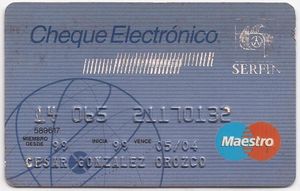 Tarjeta de Banco: Serfin Cheque Electrónico (Banca Serfin, MéxicoCol:MX ...