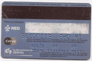 Tarjeta de Banco: Serfin Cheque Electrónico (Banca Serfin, MéxicoCol:MX ...