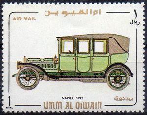 Stamp: Napier 1912 (Umm al-Qiwain(Old Cars) Mi:UM 377A,Yt:UM PA24E,Col ...