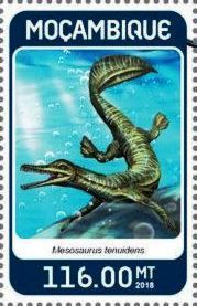 Stamp: Mesosaurus tenuidens (Mozambique(Prehistoric Water Animals (2018 ...