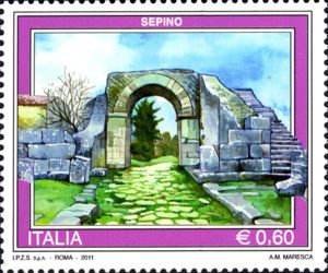 Stamp: Sepino (Italy(Tourist Attractions) Mi:IT 3470,Sn:IT 3082,Yt:IT ...