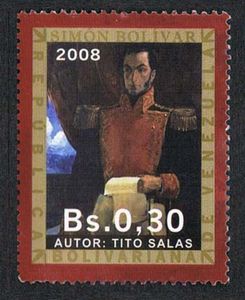 Stamp: Portrait by Tito Salas (Venezuela(Portraits of Simón Bolivar) Mi ...
