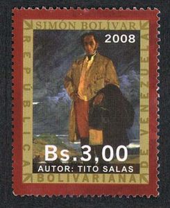 Stamp: Portrait by Tito Salas (Venezuela) (Portraits of Simón Bolivar ...