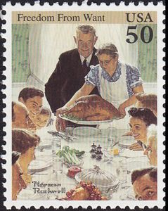 Stamp: Rockwell Painting: Freedom from Want (United States of America ...