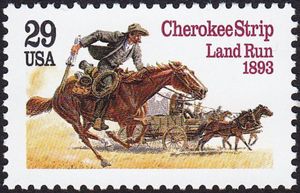Stamp: Cherokee Strip Land Run 1893 (United States of America(Cherokee ...