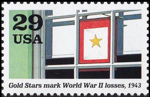 Stamp: Banner in window (Gold Stars mark World War II losses) (United ...