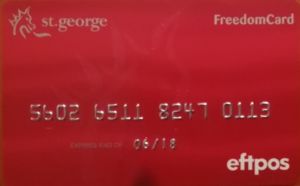 Bank Card: Freedom Card (St. George Bank, AustraliaCol:AU-PL-0004.02