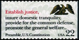 Stamp: 'Establish justice ....' (United States of America(Bicentenary ...