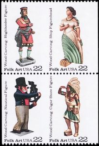 Stamp: Woodcarved Figurines (United States of America(American Folk Art ...