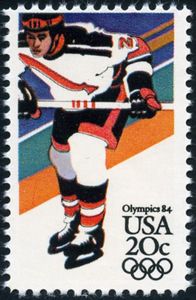 Stamp: 14th Winter Olympic Games, Ice Hockey (United States of America ...