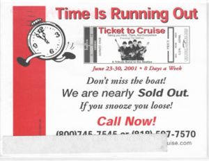 Tarjeta Postal: The Beatles - Time is Runing Out - Ticket t Cruise ...