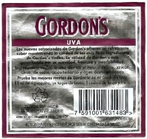 Etiquettes de boissons: Gordon's Vodka Uva (Complejo Industrial ...