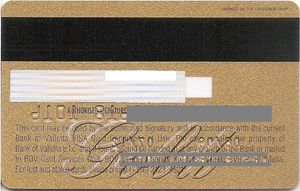 Bank Card: BOV Bank of Valletta (Bank of Valletta p.l.c., MaltaCol:MT ...