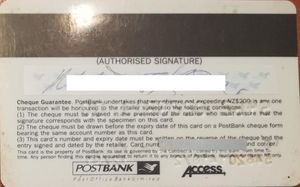 Bank Card: Post Bank (Post Office Bank Limited, New ZealandCol:NZ-GM-0002 💳