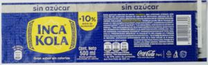Etiqueta de bebida: Inca Kola sin azucar (Coca-Cola Peru, PerúCol:PE ...