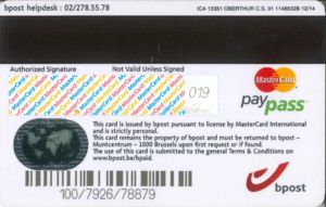 Tarjeta de Banco: bpost BPAID (BPost, Bélgica) Col:BE-MC-0010.02