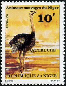 Stamp: Ostrich (Struthio camelus) (Niger(Wildlife) Mi:NE 736,Sn:NE 537 ...