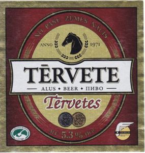 Štítok z nápoja: Tervete (Tervetes AL, LotyšskoCol:LV-BEER-000112