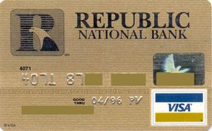 Bank Card: Republic National Bank VISA Gold (Republic National Bank ...