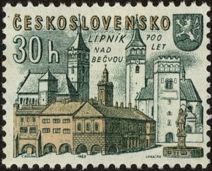 Stamp: Lipník nad Bečvou (Czechoslovakia(Anniversaries of Czech Cities ...