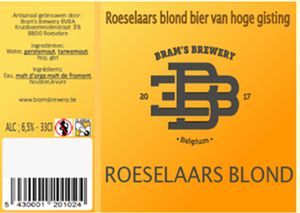 Drink Label: Roeselaars Blond (Bram's Brewery, BelgiumCol:BE-BEER-021880