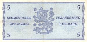 Banknote: 5 Markkaa (Finland(1963 Issue) Wor:P-99a.4