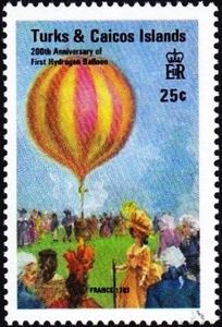 Stamp: 1st Hydrogen Balloon (Turks and Caicos Islands) (Manned Flight ...