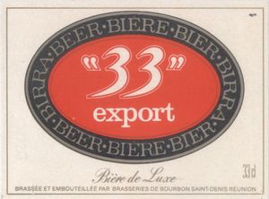 Drink Label: 33 Export (Brasseries de Bourbon, ReunionCol:RE-BEER-000056