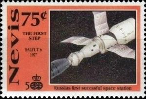 Sello: Salyut 6, 1977 (Nevis(500 Aniversario del Descubrimiento de ...
