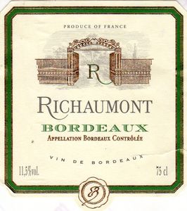 Drink Label: Bordeaux AOC Richaumont (Maison Johanès Boubée, FranceCol ...
