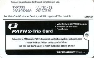 Transport Ticket: Path 2-Trip Card (MTA New York, United States of ...