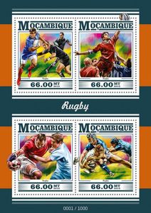 Stamp: Rugby (Mozambique(Rugby (2015)) Mi:MZ 8124-8127KB,Yt:MZ 6694-6697