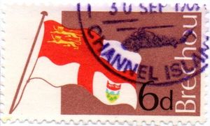 Stamp: Flag with brown background (Brecqhou (Brechou) Island ...