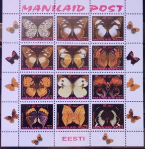 Stamp: Manilaid Post. Butterflies (Estonia: Illegal Stamps(Manilaid ...