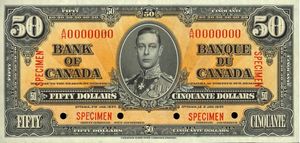 Banknote: 50 Dollars (Canada(1937 Issue) Wor:P-63s