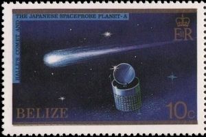 Stamp: Comet and Japanese Planet A Spacecraft (Belize(Appearance of ...