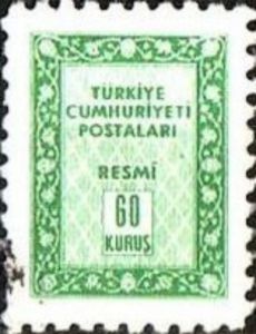 Stamp: Green (Türkiye (Turkey)(Official Stamps 1960) Mi:TR D73,Sn:TR ...