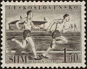 Stamp: Relay race (Czechoslovakia(Unified physical education) Mi:CS 749 ...
