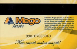 Functional Card: MEGO card (Shops - Supermarkets, Latvia(Mego) Col:LV ...