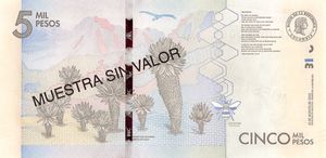 Banknote: 5,000 Pesos (Colombia(2014-2020 "New Design" Issue) Wor:P-459as