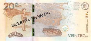 Banknote: 20,000 Pesos (Colombia) (2014-2019 "New Design" Issue) Wor:P ...
