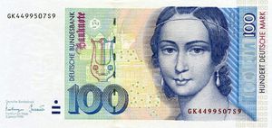 Banknote: 100 Deutsche Mark (Germany, Federal Republic(1996 Issue) Wor ...