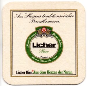 Sous-bock de bière: Licher (Licher Privatbrauerei Jhring-Melchior GmbH ...