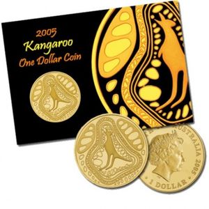 Coin: 1 Dollar (Aboriginal picture of Kangaroo) (Australia) (1970~Today ...