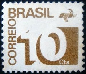 Stamp: Number 10 (Brazil(Mark Post and Emblem) Mi:BR 1342Yy,Sn:BR 1249 ...