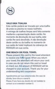 Hotel Card: Sheraton - Cartao Toalha - Towel Card (Sheraton, BrazilCol ...