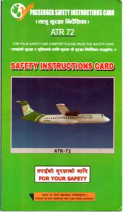 Safety Card: ATR-72 (Yeti Airlines, NepalCol:NYT-NP-0001