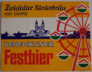 Drink Label: Zwiefalter Benediktiner Festbier (Zwiefalter Klosterbräu ...