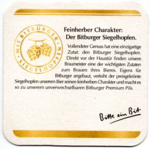 Beer Coaster: Bitburger (Bitburger Brauerei, Germany, Federal ...