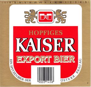 Drink Label: Kaiser Export Bier (Brau Union Österreich AG, AustriaCol ...